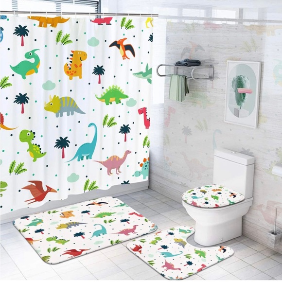 Bath | Dinosaur Bathroom Set Kids Bath Rug Shower Curtain | Poshmark